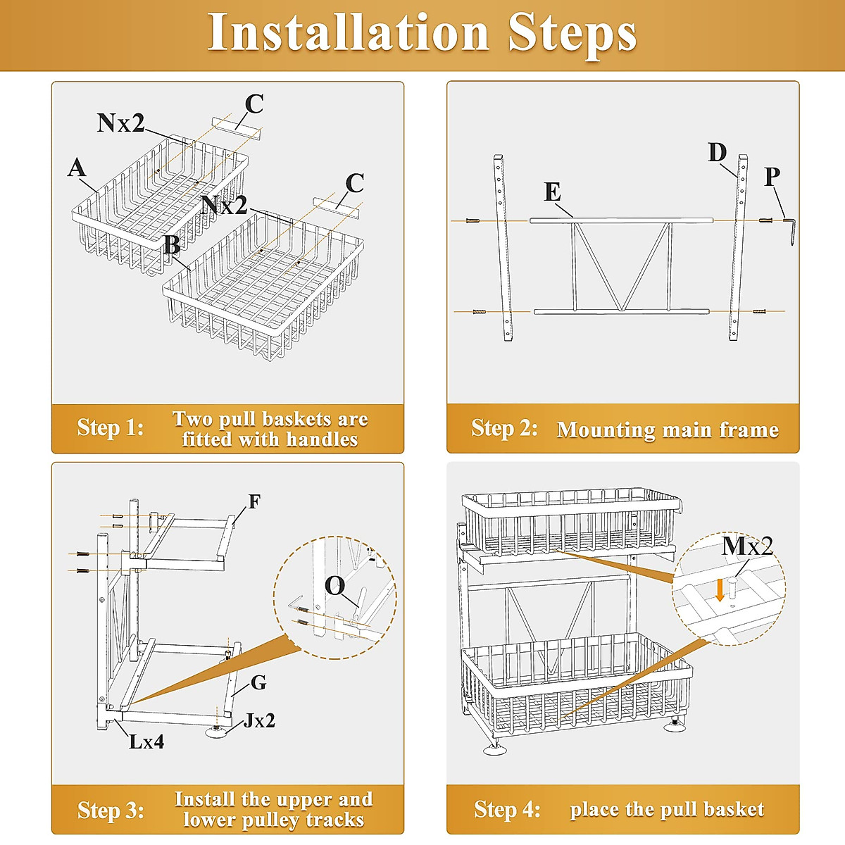Under Sink Organizer, PXRACK Pull Out Cabinet Organizer 2-Tier Slide-out Sliding Shelf Under Cabinet Storage Multi-purpose for Under Kitchen Bathroom Sink Living Room Organizers and Storage