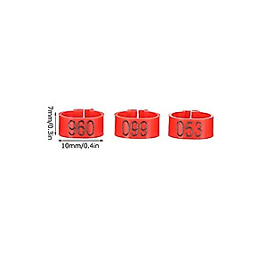 Astibym Bird Clip, 100Pcs Plastic Pigeons Identify Reusable Easy to Use Pigeons Leg Bands 001‑100 Numbered for Parrots(10mm red with Word Ring)