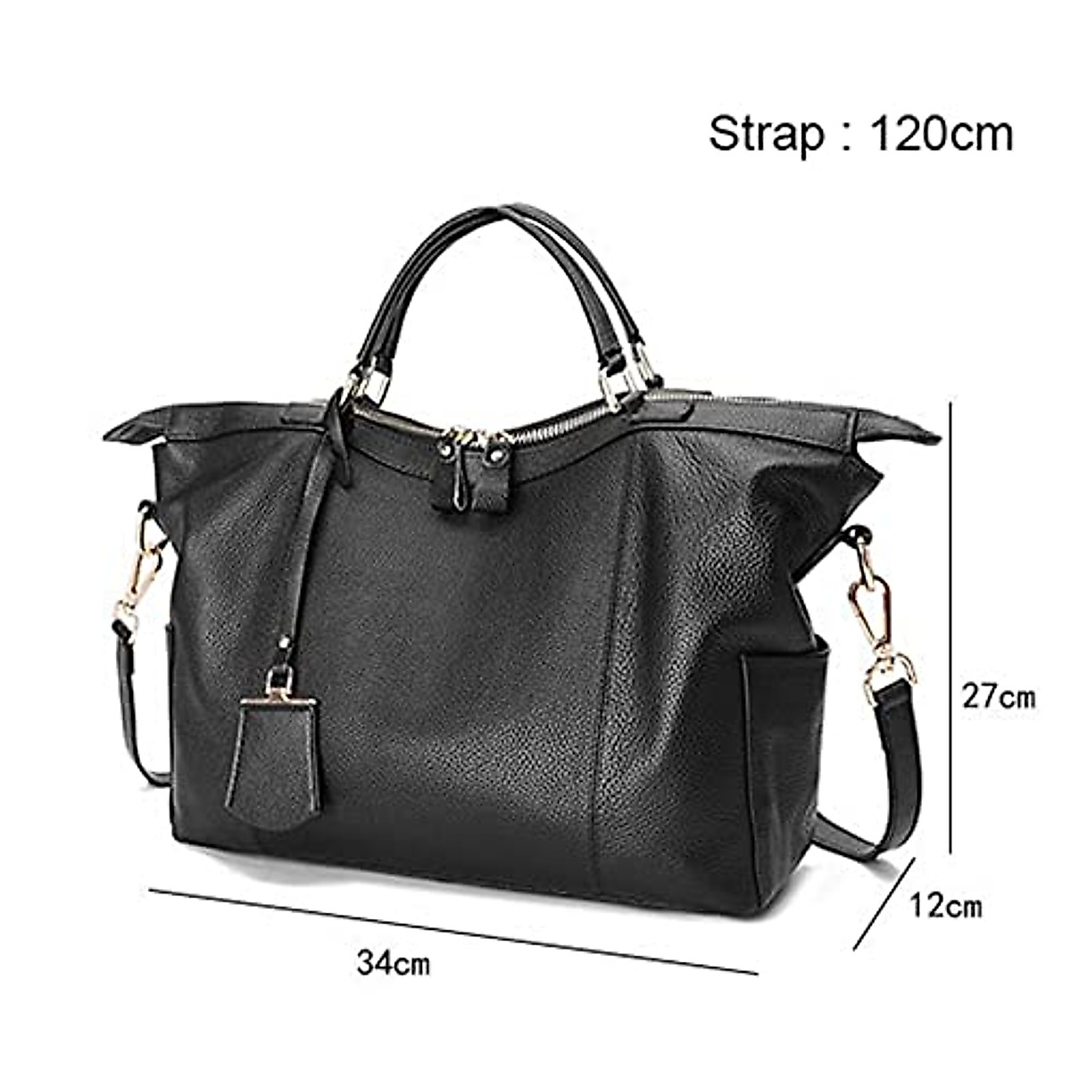 Women's Top-Zip Satchel Leather Handbag Lady Cross body Bag Female Cowhide Tote Bag