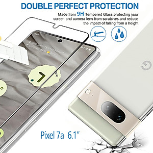 [4+4 Pack] Glass Screen Protector for Google Pixel 7a, 9H Tempered Glass, Ultrasonic Fingerprint Compatible, HD Clear Case Friendly for Google Pixel 7a 5G Glass Screen Protector