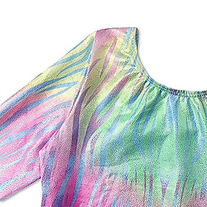 EQSJIU long sleeve leotards for toddler girls gymnastics 2t 3t 18-24 months green pink zebra gradient colors sleeved bodysuits