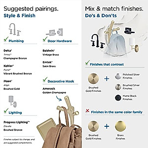 Amerock HBX37016BBZ | Kodiak Triple Prong Decorative Wall Hook | Golden Champagne Hook for Coats, Hats, Backpacks, Bags | Hooks for Bathroom, Bedroom, Closet, Entryway, Laundry Room, Office