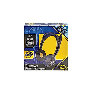 eKids Batman Kids Bluetooth Headphones, Wireless Headphones with Microphone Includes Aux Cord, Volume Reduced Kids Foldable Headphones for School, Home, or Travel