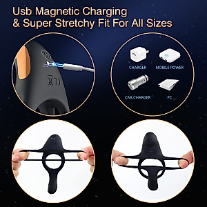 Vibrating Cock Ring with Clitoral Vibrator,10 Vibration Modes Penis Ring for Men, Medical Silicone Waterproof Sex Toys for Adult Couples Black