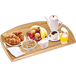 Greenco Bamboo Angular Sides Butler Serving Food Tray with Handles - Can Be Placed On Lap | Trays for Dining | Great for Eating On Couch, Living Room, Bed, and Dinner Table
