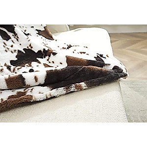 NativeSkins Faux Cowhide Throw Blanket (4.2 x 5.3 ft) - Plush and Cozy Cow Print