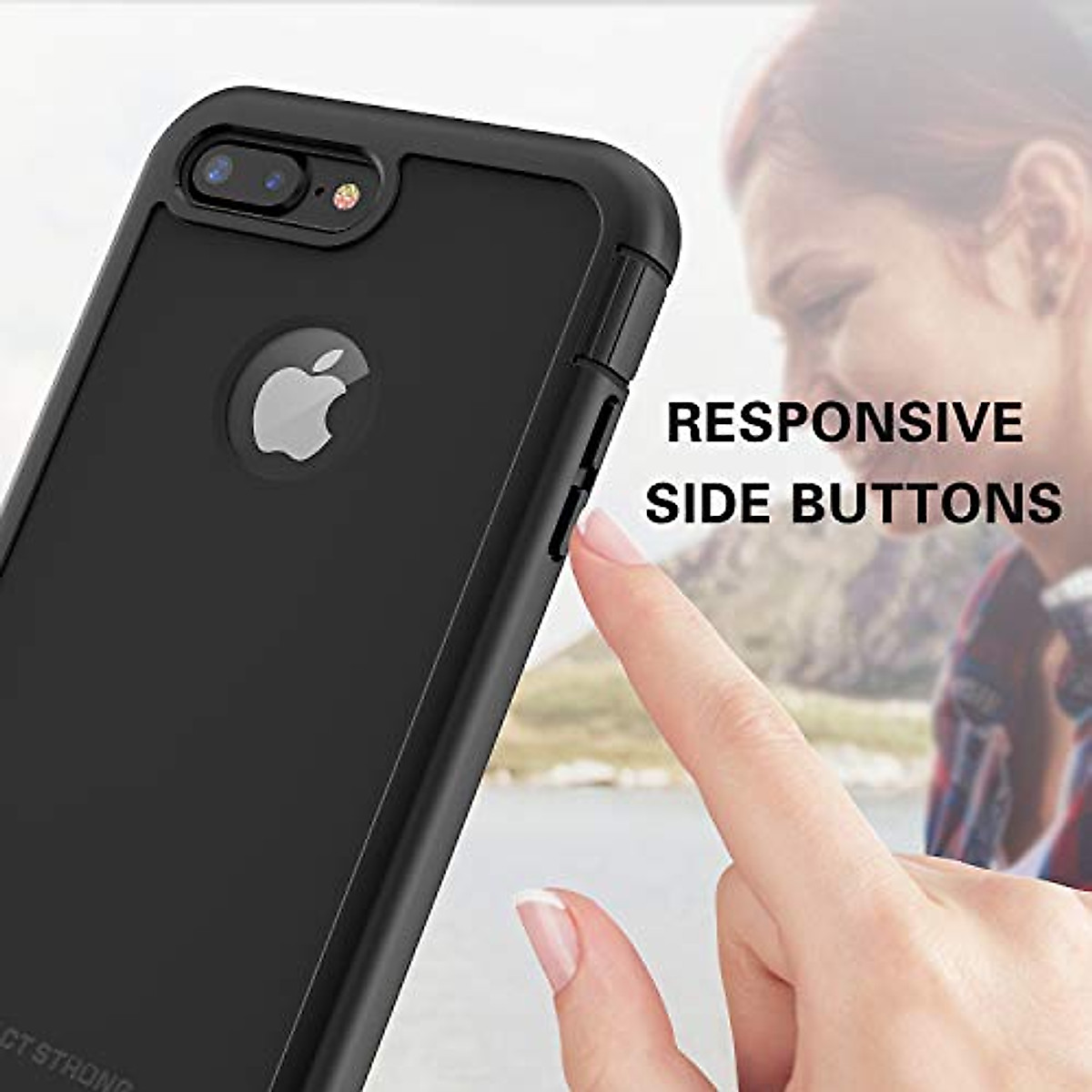 ImpactStrong iPhone 7 Plus/iPhone 8 Plus Case, Ultra Protective Case with Built-in Clear Screen Protector Full Body Cover for iPhone 7 Plus/iPhone 8 Plus (Black)