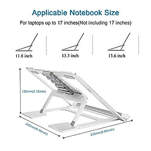 Coomaxx Adjustable Laptop Stand for Desk, Ergonomic Aluminum Computer Stand, Riser Notebook Holder Stand Compatible for MacBook, Air, Pro, Dell XPS, HP, Samsung, Lenovo More 10-17" Laptops(Silver)