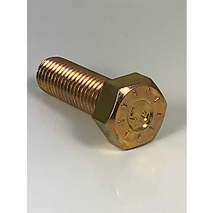 1/4-20 x 1 Hex Head Cap Screws, Alloy Steel Grade 9, Zinc Yellow Plating (Quantity: 100 pcs) - Coarse Thread UNC, Fully Threaded, Length: 1 Inch, Thread Size: 1/4 Inch