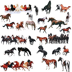 30 Pieces Horse Wall Decals Wild Horse Decor Stickers Wall Decals for Decoration, 11.8 by 7.8 Inch