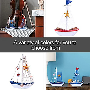 NUOBESTY 4pcs Wooden Mini Sailboat Model Miniature Sailing Boat Ships Nautical Sailboat Decorations for Nautical Beach Coastal Wedding Home Ornaments