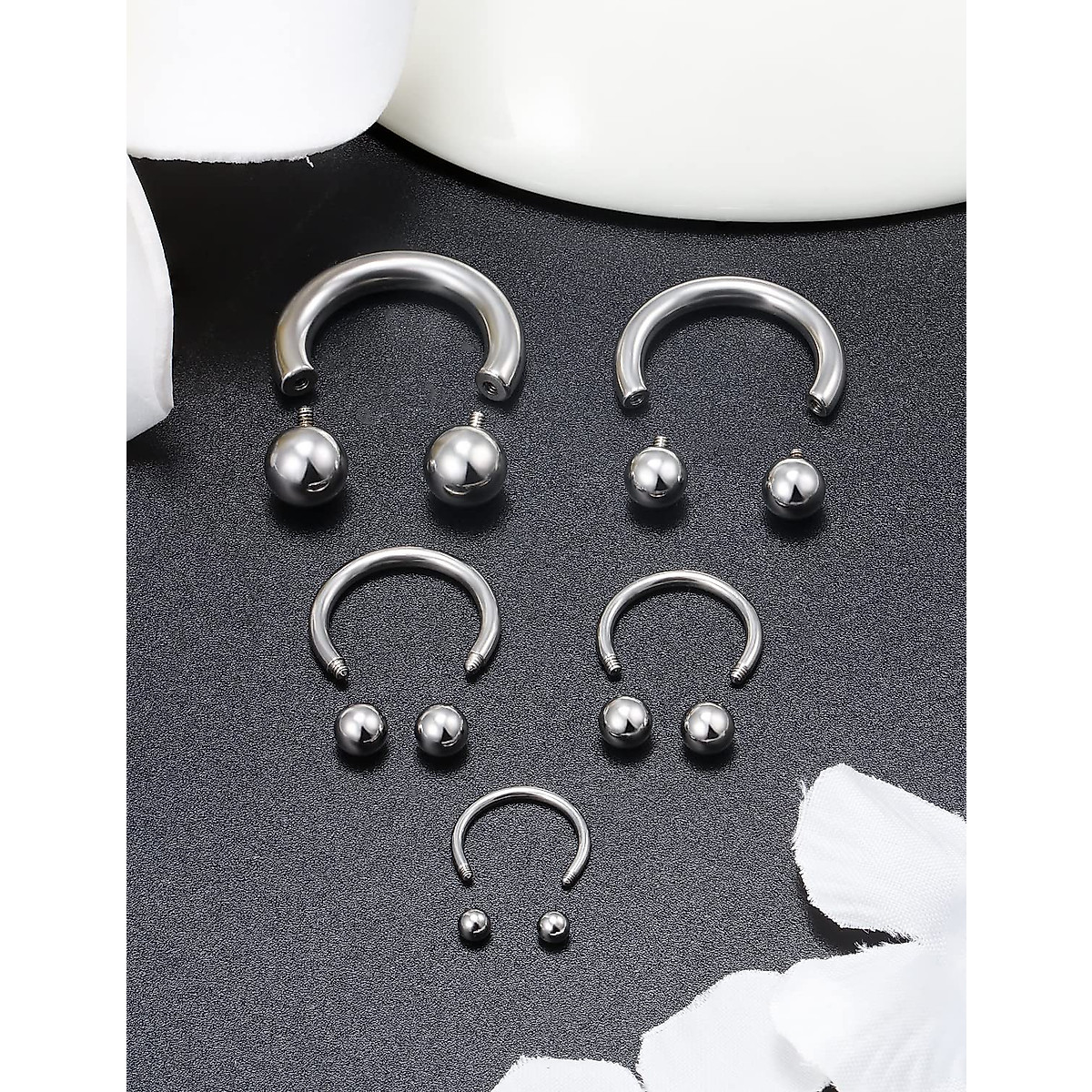 Ocptiy 6G 8G 12G 14G 16G Ear Earrings Gauges Septum Nose Plugs Tunnels Stretching Kit Surgical Stainless Steel Large Big Wide Septum Eyebrow Lip Belly Ring Cartilage Helix Tragus Earring Piercing Kit