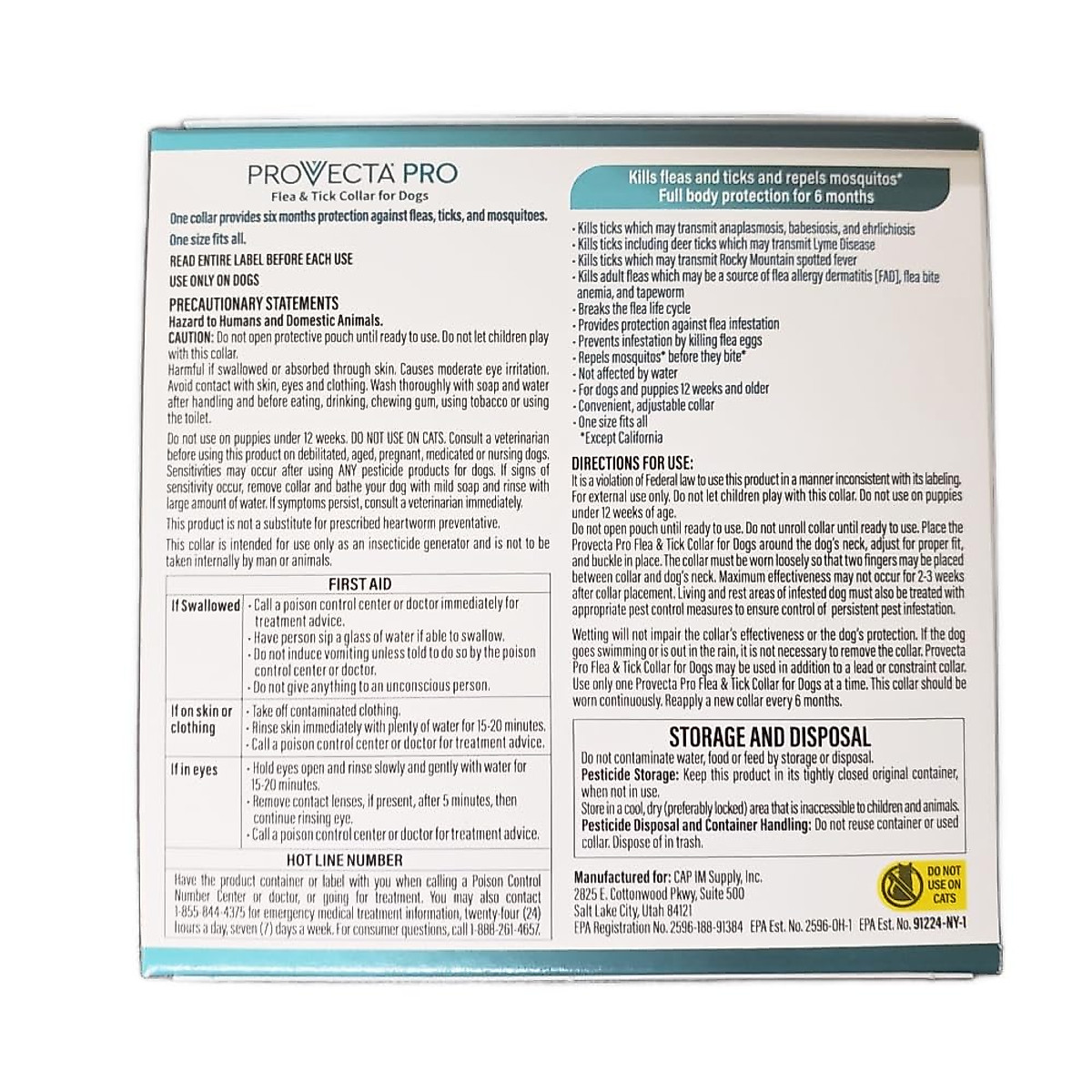 Provecta Pro Flea & Tick Collar for Dogs