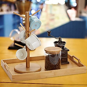 AMONE Serving Tray with Handles，Bamboo Wooden Tray Great for Dinner Trays, Tea Tray, Bar Tray, Breakfast Tray, or Any Food Tray - Good for Parties and Outdoors (2Pack)