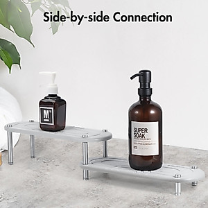 YumTech Sink Tray, Diatomaceous Tray, Fast Drying Stone Sink Caddy, Instant Dry Sink Organizer Bathroom, Water Absorbing Drying Stone Tray for Sink, Drying Stone for Kitchen Counter(2-Tier, Grey）