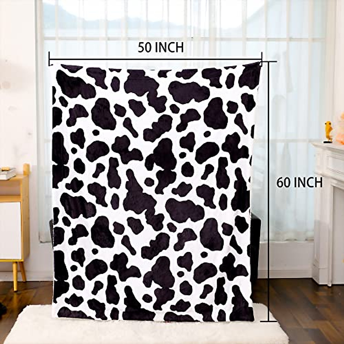 EMKISS Cow Print Blanket and Pillows Set Ultra Soft Cow Throw Blanket Plush Flannel Fleece Warm Cozy Blanket for Adults with 2Pcs Pillows Set for Sofa Couch Travel Camping 50" x 60"