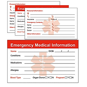 RXBC2011 Emergency Medical Information ID Card Pack of 5
