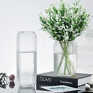 XLFAQXM 8 Pack Artificial Plants Flowers Grass Shrubs No Fade Faux Plastic Flowers Outdoor for Vases Farmhouse Garden Porch Patio Office Indoor Wedding Decoration Greenery Fake Plants (5#White)