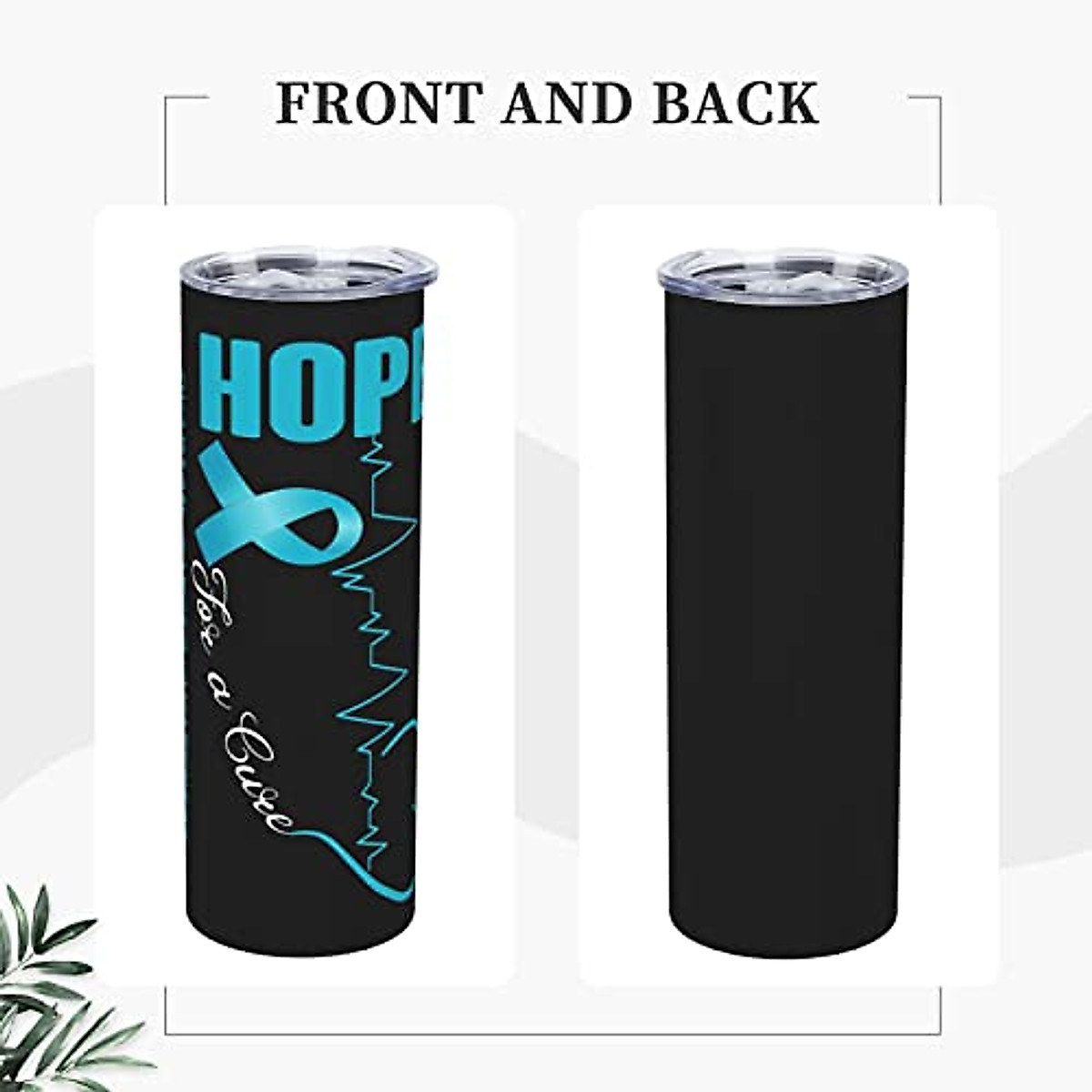 LIICHEES Hope For A Cure Ovarian Cancer Awareness Stainless Steel Vacuum Insulated Tumbler 20oz Coffee Cups Travel Mug Water Cup with Leak-Proof Flip Lid Metal Straw Cleaning Brush