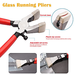 weideer Glass Running Breaking Pliers Glass Breaker Grozer Pliers Class Cutter Kit with Oil Feed Glass Cutter for Stained Glass Fusing Breaking