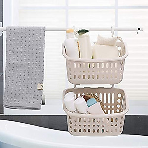 *m·kvfa* Plastic Hanging Shower Basket With Hook For Bathroom Kitchen, Pantry, Bathroom, Dorm Room, Office Storage Holder (C)