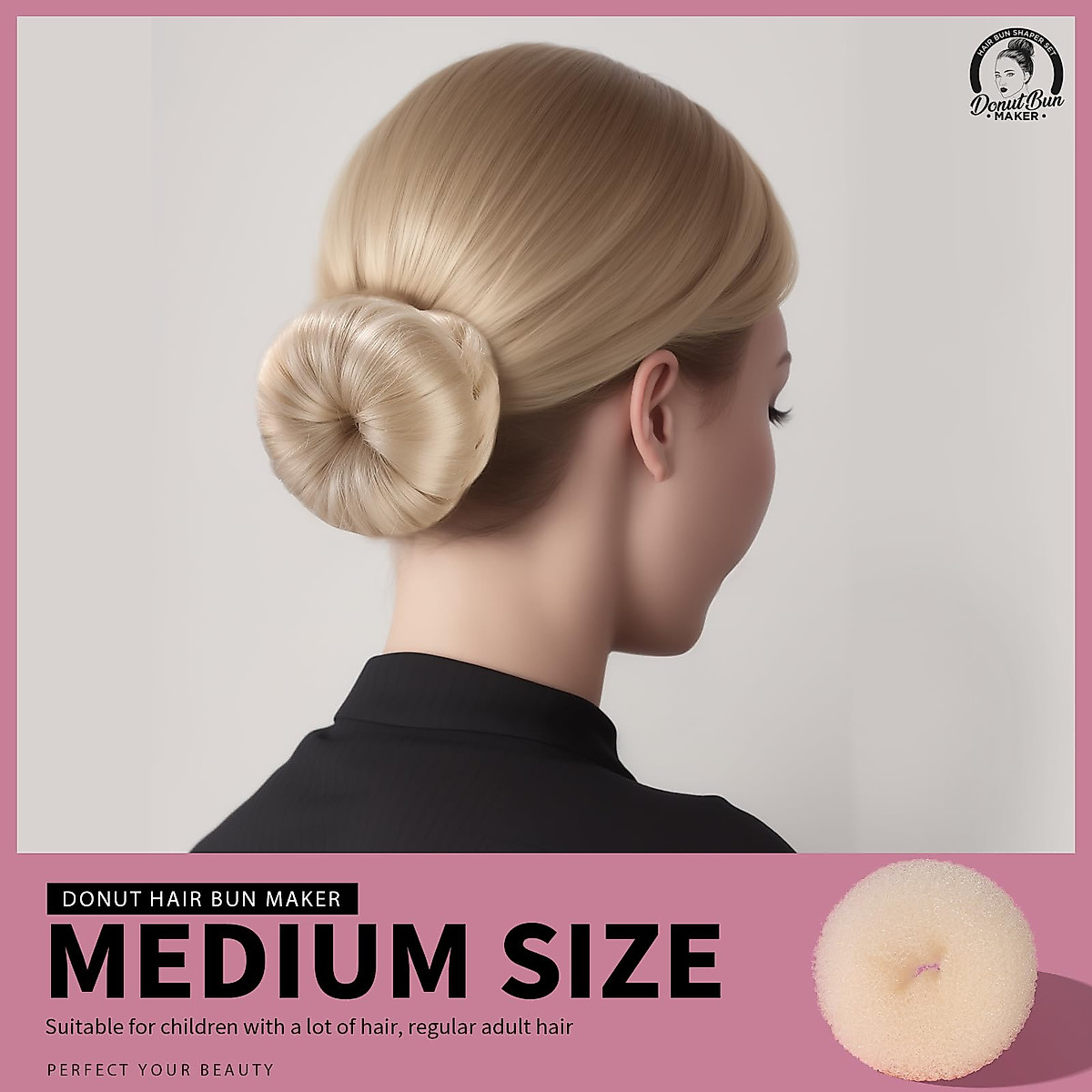 Teenitor Hair Bun Shaper Set with Extra-large, Large, Medium, Small Doughnuts Ring Stylers, 20pcs Blonde Large Bobby Pins