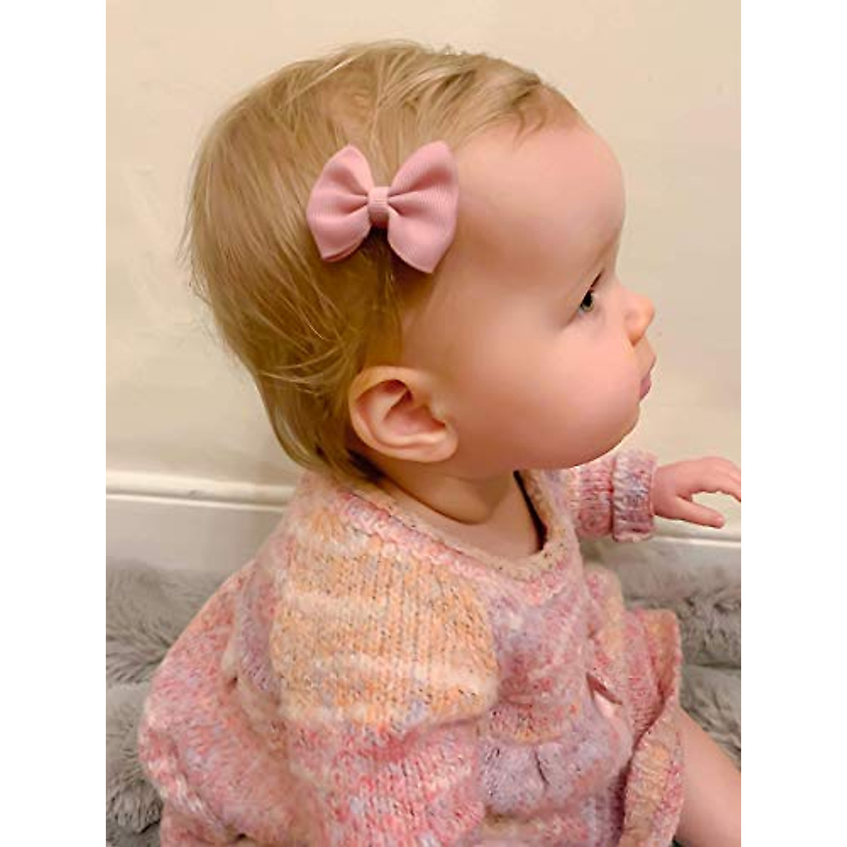 PUCH-KO Newborn Baby Grip Like Snap Hair Clips Tiny Bow Non Slip Barrettes For Infant Fine Hair Mini Bow Girl