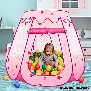ArtCreativity Princess Pop Up Tent, Kids Playhouse Tent with a Carry Bag, Foldable Princess Tent for Girls and Boys, Kids Ball Pit Toys for 3,4 Year Old Girl, Indoor & Outdoor Play Tent for Kids