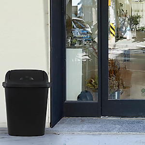 Ramddy 6 Gallon Kitchen Swing Top Garbage Can, 4-Pack Plastic Trash Can with Swing Lid, Black