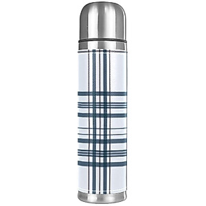 Stainless Steel Leather Vacuum Insulated Mug Thick Lines Thermos Water Bottle For Hot And Cold Drinks Kids Adults 16 Oz