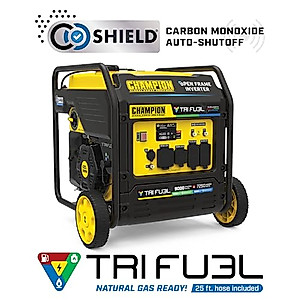 Champion Power Equipment 201176 9000-Watt Electric Start Tri-Fuel Open Frame Inverter Generator with CO Shield