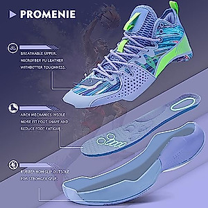 Promenie High Top Men's Basketball Shoes with Shock Absorption and Non-Slip Outdoor Training Shoes Purple Size 8