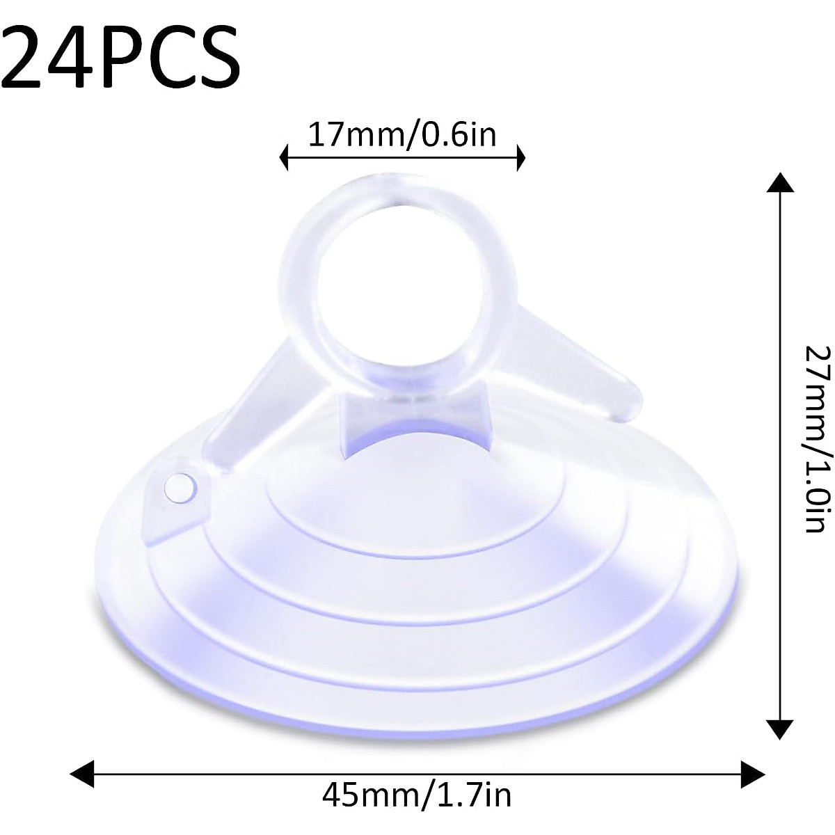 AccEncyc 24Pcs Suction Cups with Loops Window Suckers with Ring Car Glass Windshield Sunshade Suction Cups Aquarium Heater Suction Cups Glass Suction Pads for Seasonal Xmas Decorations (Clear)