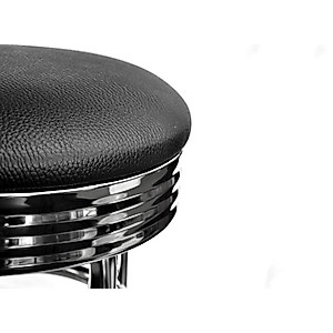 TRINITY Heavy Duty 30-Inch Backless Swivel Bar Stool for Kitchen, Garage, or Workshop, Chrome Finish with Faux Leather Seat, 2 Pack, Black