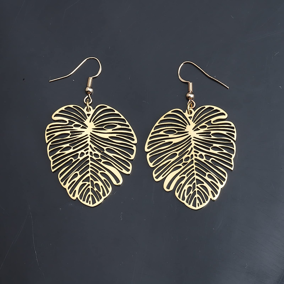Monstera Gold Earrings Leaf Earrings Dainty Monstera Leaf Earrings Monstera Jewelry (leaf Earrings)