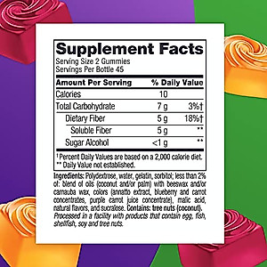 Vitafusion Fiber Well Sugar Free Fiber Supplement, Peach, Strawberry And Blackberry Flavored Supplements, 90 Count