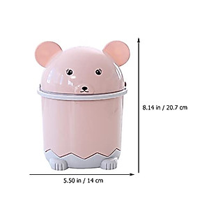 Mini Trash Can with Lid Desktop Cartoon Garbage Bucket Small Garbage Can Tiny Waste Basket Covered Closable Trash Bin for Office Pink Blue 2pcs