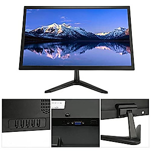 Kufoo Desktop Monitor, HD VGA Input 100‑240V 16:9 1920x1080 Home Computer Monitor 23.8 Inch (US Plug)