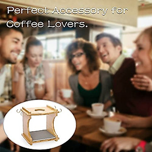 ELLDOO Bamboo Coffee Dripper Stand, Pour Over Coffee Stand, Coffee Extraction Drip Station,Coffee Shared Pot Filter Cup Holder with Grey Silicone Dripper Mat