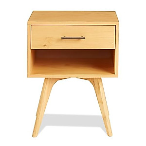Mid Century Modern One Drawer Nightstand/Constructed of Solid Wood/Oak Finish