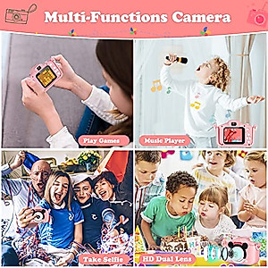 Kids Camera,HD Digital Video Camera with Protective Silicone Cover, Children Toys for 3 4 5 6 7 8 9 Year Old Boys/Girls,Selfie Camera for Kids,3-12 Year Old Birthday Gifts with 32GB SD Card