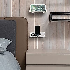 Cosmos Set of 2 Acrylic Floating Wall Shelves Hanging Shelves, Adhesive Wall Display Shelf Stand for Plant Pot, Speaker, Security Camera, Figures in Office and Home, 8 x 6 Inch