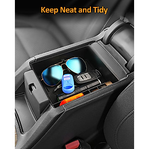 CDEFG Center Console Organizer Tray for GMC Acadia Accessories 2017-2023 (SLE/SLT/ AT4/ Denali) for Acadia 2023 2022 2021 2020 2019-2017 Armrest Storage Box Insert (Black)