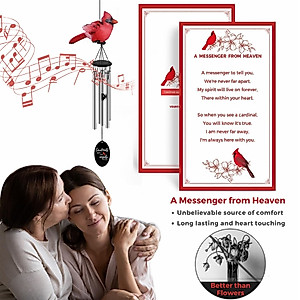 YOUNTASY Cardinal Gifts, Cardinal Wind Chimes, Cardinal Memorial Gifts for Loss of Loved One, Sympathy Gift Ideas for Bereavement, Condolence, Remembrance, Red Cardinal Figurine Decor, 26" Small Size