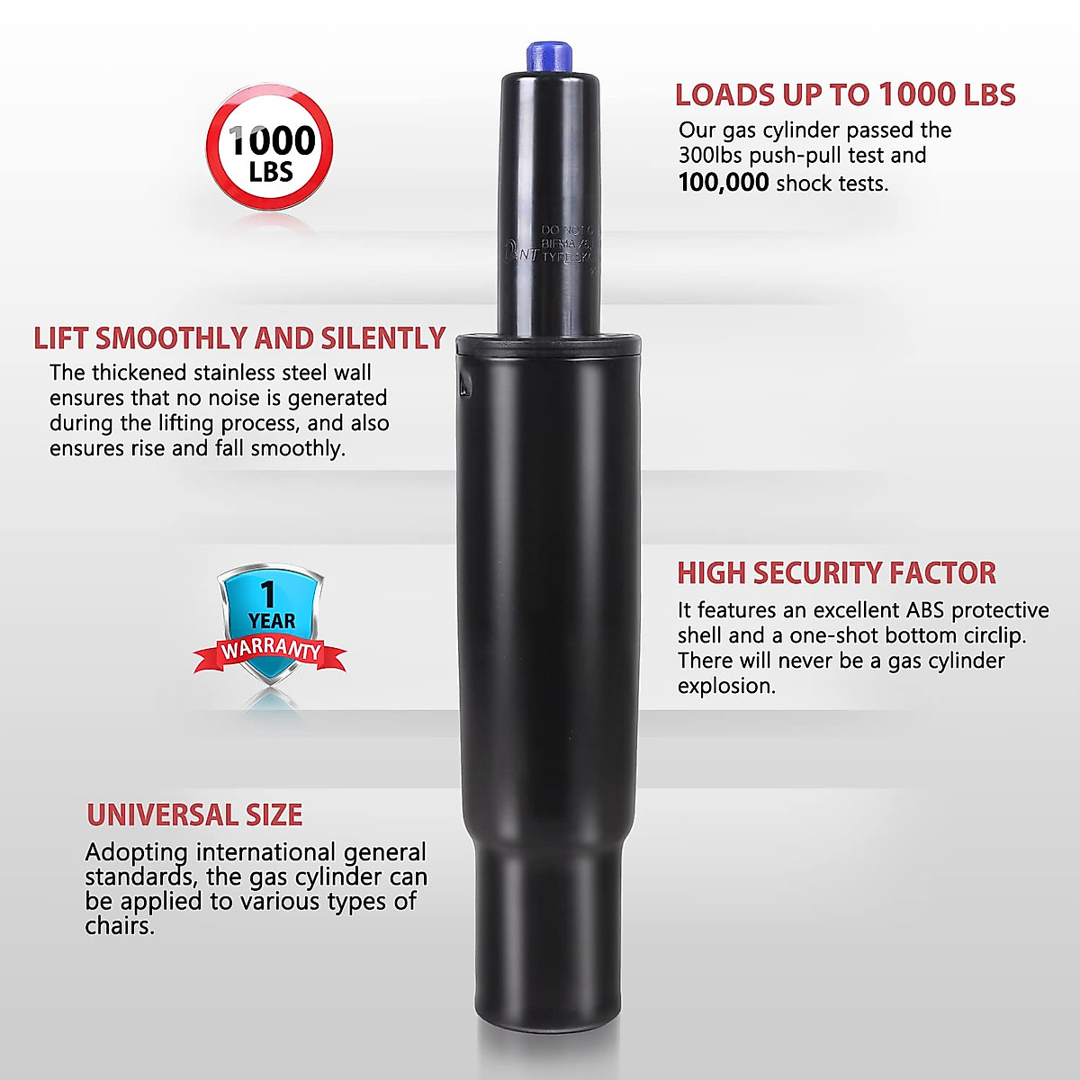 Dowinx Office Replacement Cylinder,Gas Lift Cylinder Universal Size Fits Most Chair,Class 4 Hydraulic Pneumatic Piston Heavy Duty 450Lbs