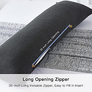 Body Pillow Cover with Zipper, Soft Body Pillow Pillowcase, Long Pillow Case Cover Breathable Jersey Cotton, 20x54 Inch, Dark Grey
