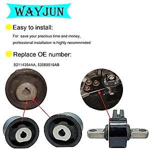 WayJun 52114354AA+52089516AB Front Differential Mount Set (1 Front Axle Mount + 2 Front Axle Bushing) Compatible for 2005-2010 Grand Cherokee Commander