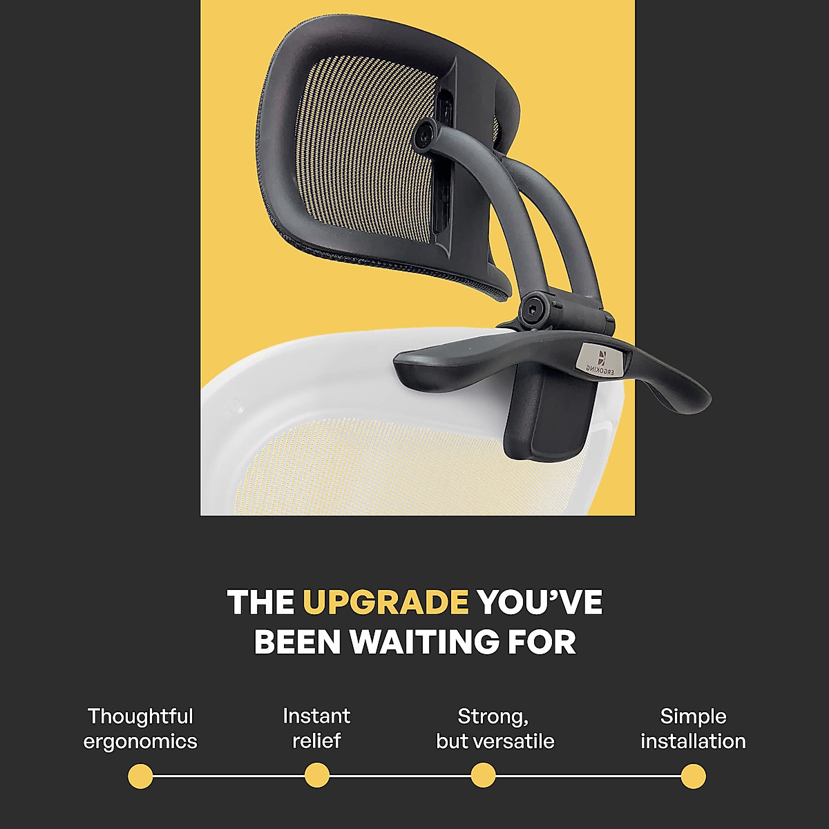 ERGOKING Headrest Compatible with Herman Miller Aeron Remastered Fully Adjustable Height & Tilt, Removable Coat Hanger Graphite Frame, Graphite Mesh