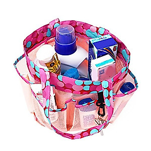 Yardwe Portable Mesh Storage Pocket Quick Dry Shower Tote Bag Hanging Toiletry Bath Organizer for Shampoo Conditioner Soap and Other Bathroom Accessories (Pink)