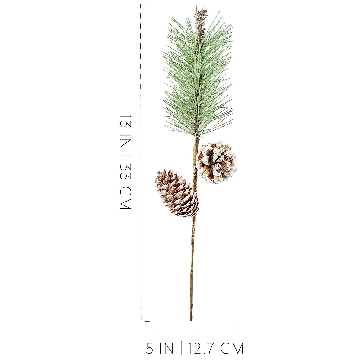 AuldHome Pine Cone Picks (6-Pack); Frosted Evergreen Christmas Decor Floral Stems for Wreaths, Vases and Holiday Arrangements